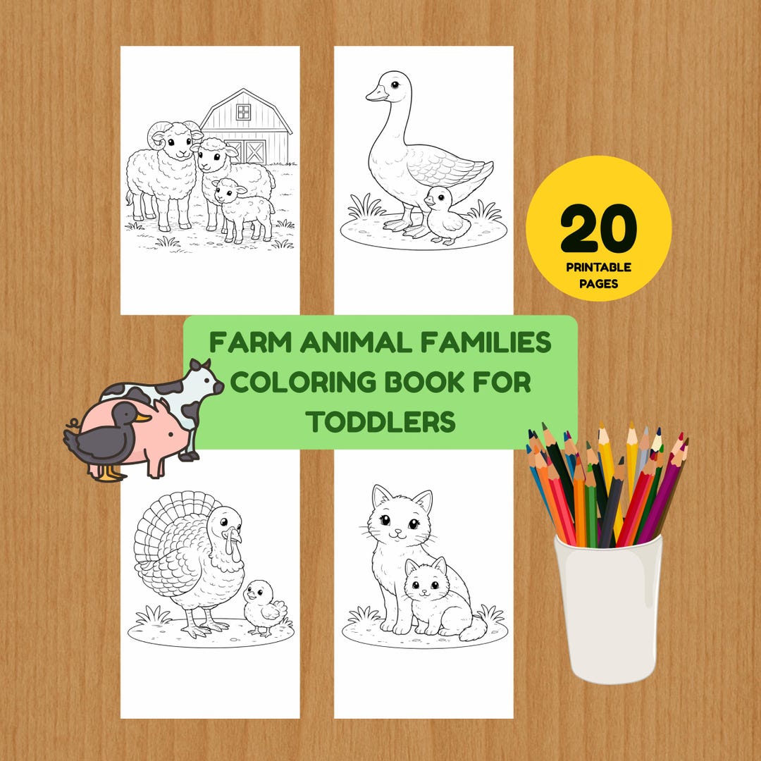Farm Animals Families Coloring Pages - Book for Toddlers 18m+ PDF ...