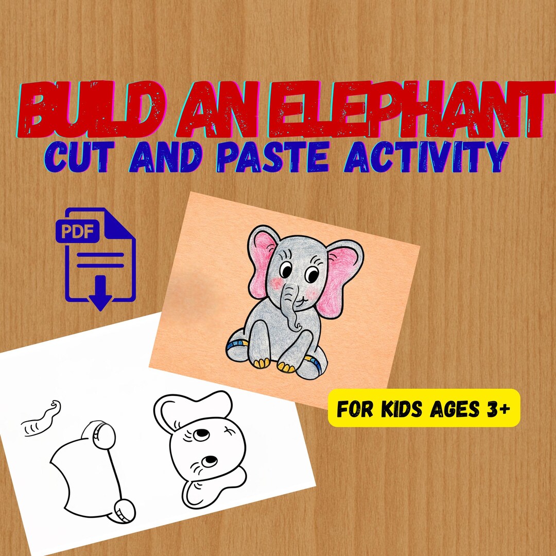 Build an Elephant Papercraft – Printable Kids Craft – Cut & Glue Animal ...