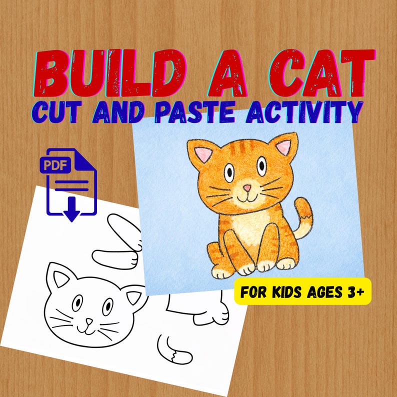 Build a Cat Printable Craft for Kids | Cut and Paste Cat Activity | Cat ...