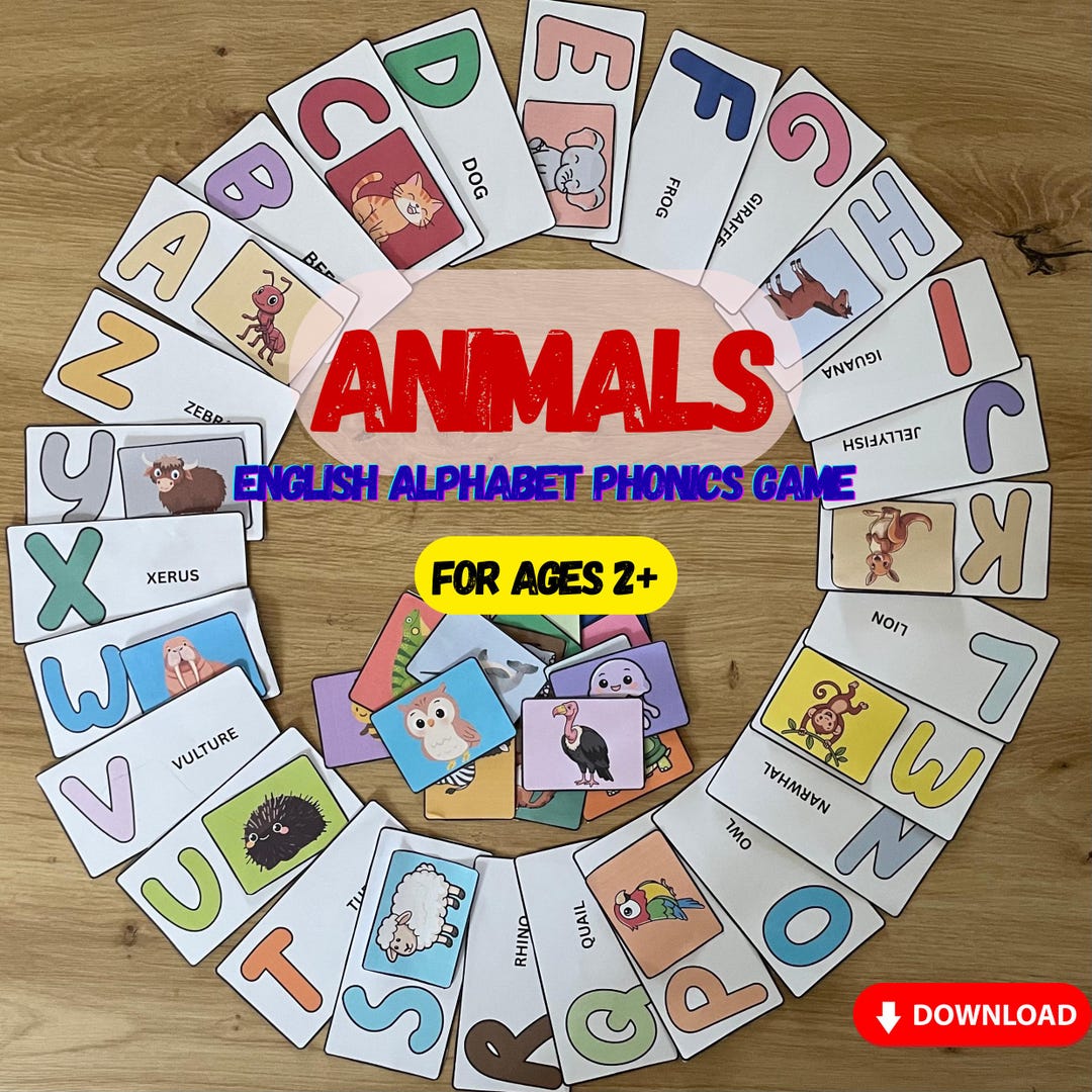 Alphabet Animals Flashcards | Phonics Learning Game for Toddlers (PDF ...