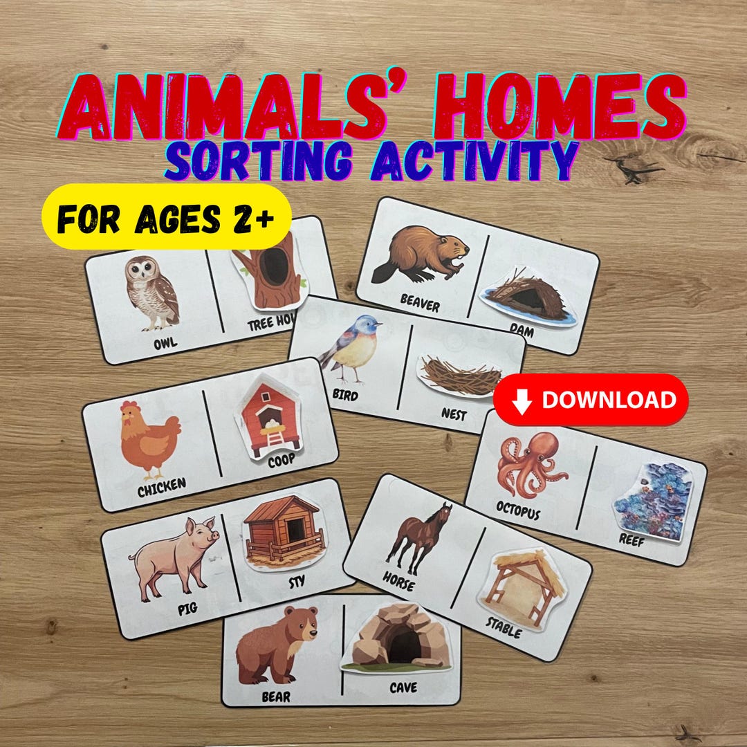 Animal Homes Sorting Activity | Montessori Matching Game (PDF Download ...