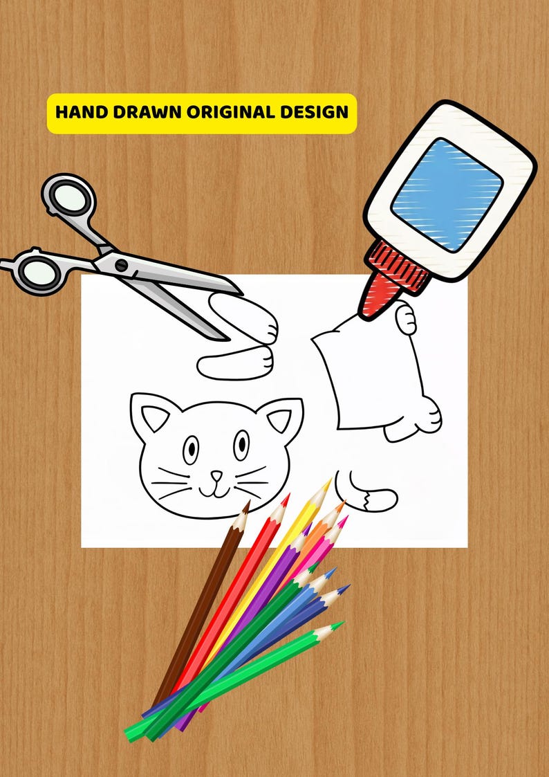 Build a Cat Craft | Kids Cut and Paste Activity (PDF Download) - Etsy