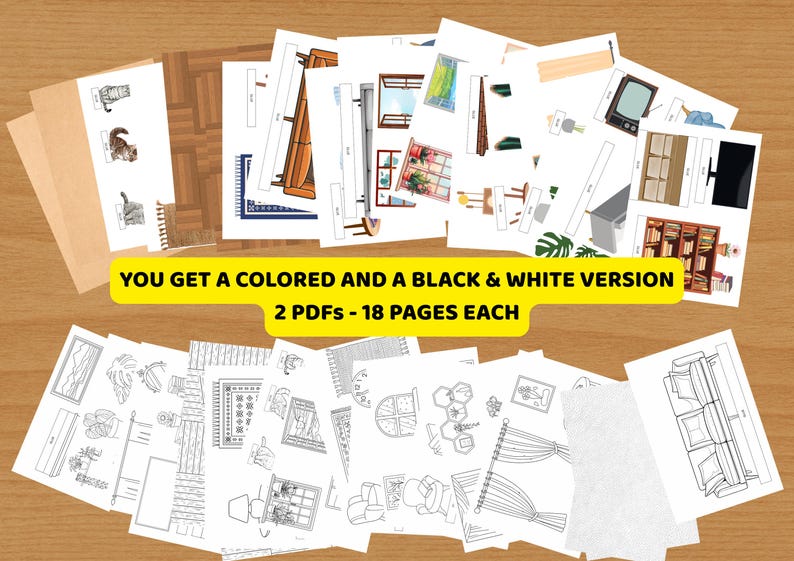 Miniature Living Room Paper Craft Kit | 3D Printable Dollhouse (PDF ...