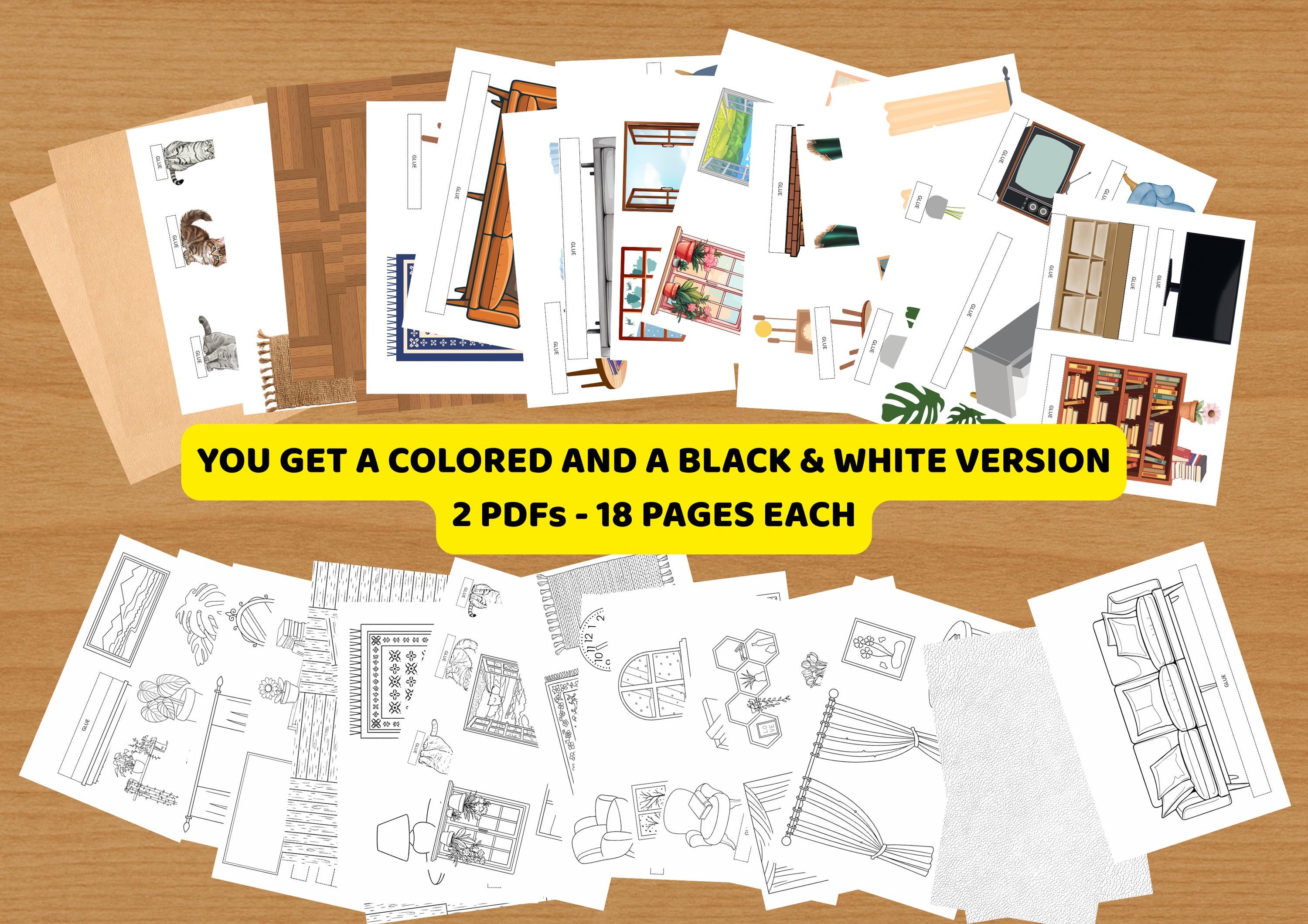 Miniature Living Room Paper Craft Kit | 3D Printable Dollhouse (PDF ...
