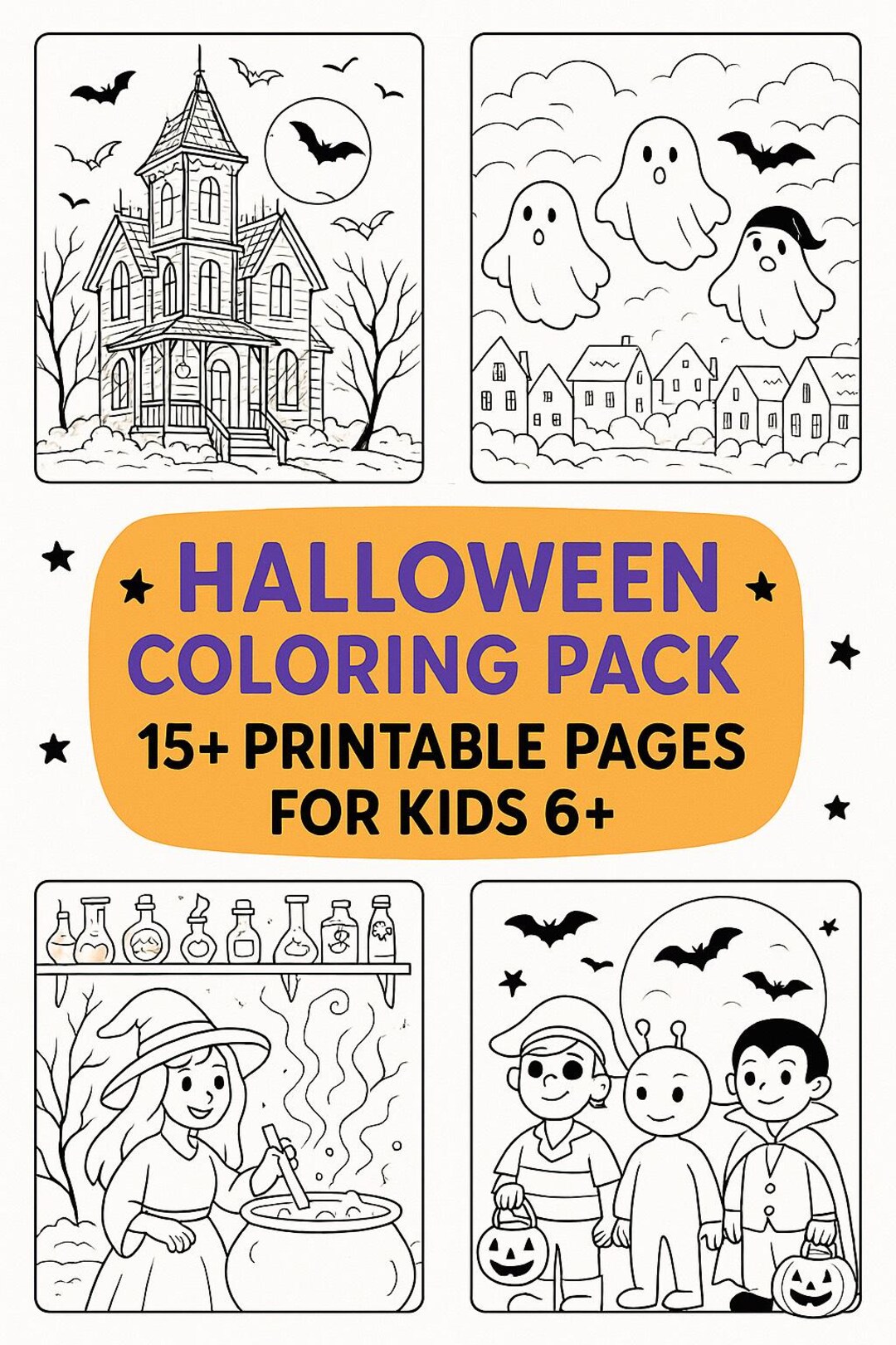Halloween Coloring Pages for Kids: 17 Fun Activity Sheets (PDF) - Etsy