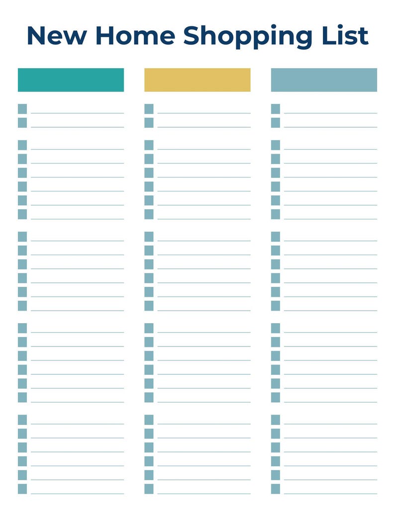 New Home Essentials Checklist Printable | Room-by-room New House Setup ...