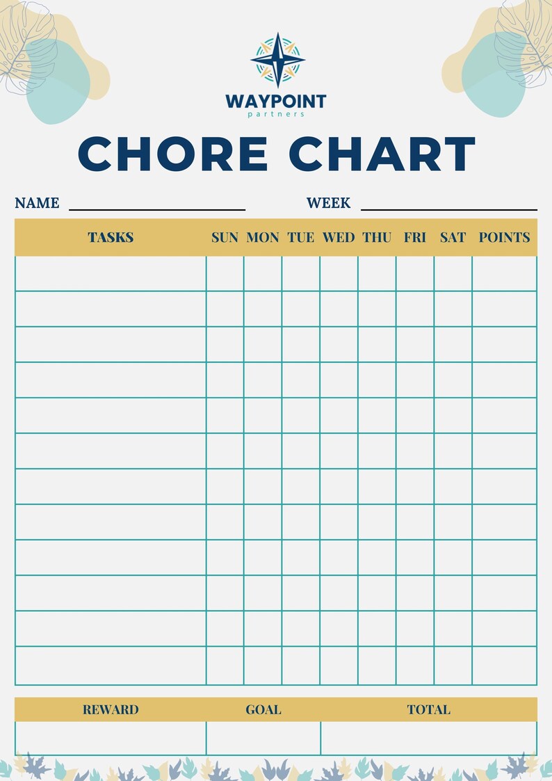 Chore Chart | Printable PDF Organizer - Etsy