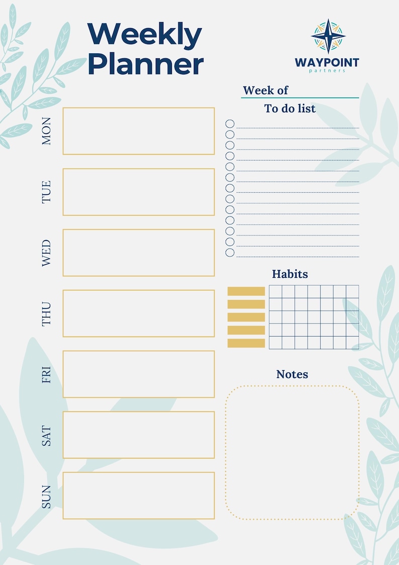 Weekly Planner | Printable PDF Organizer - Etsy