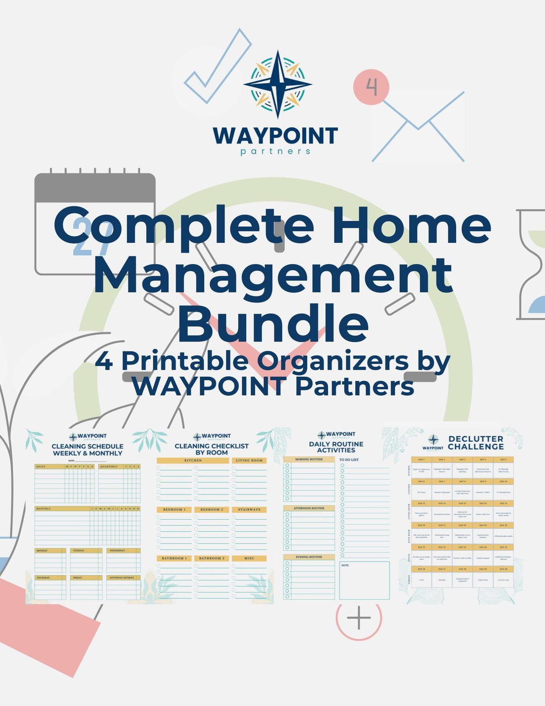 Complete Home Management Bundle | 4 Printable Organizers by WAYPOINT ...