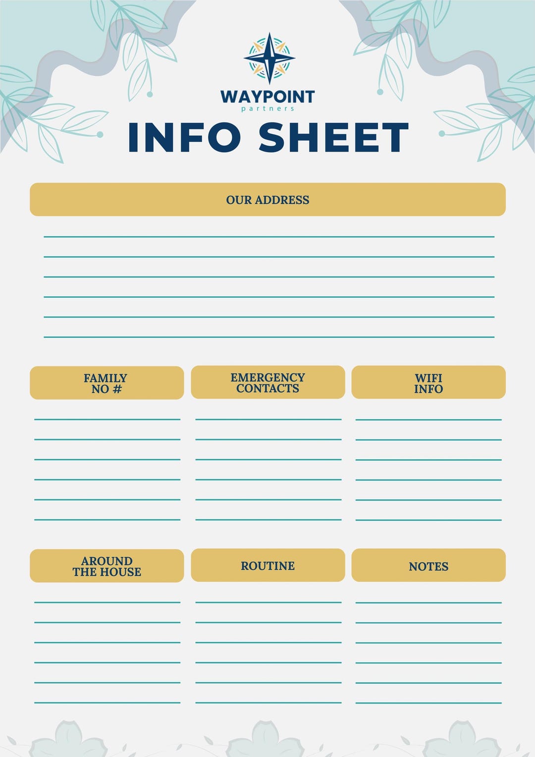 Info Sheet | Printable PDF Organizer - Etsy