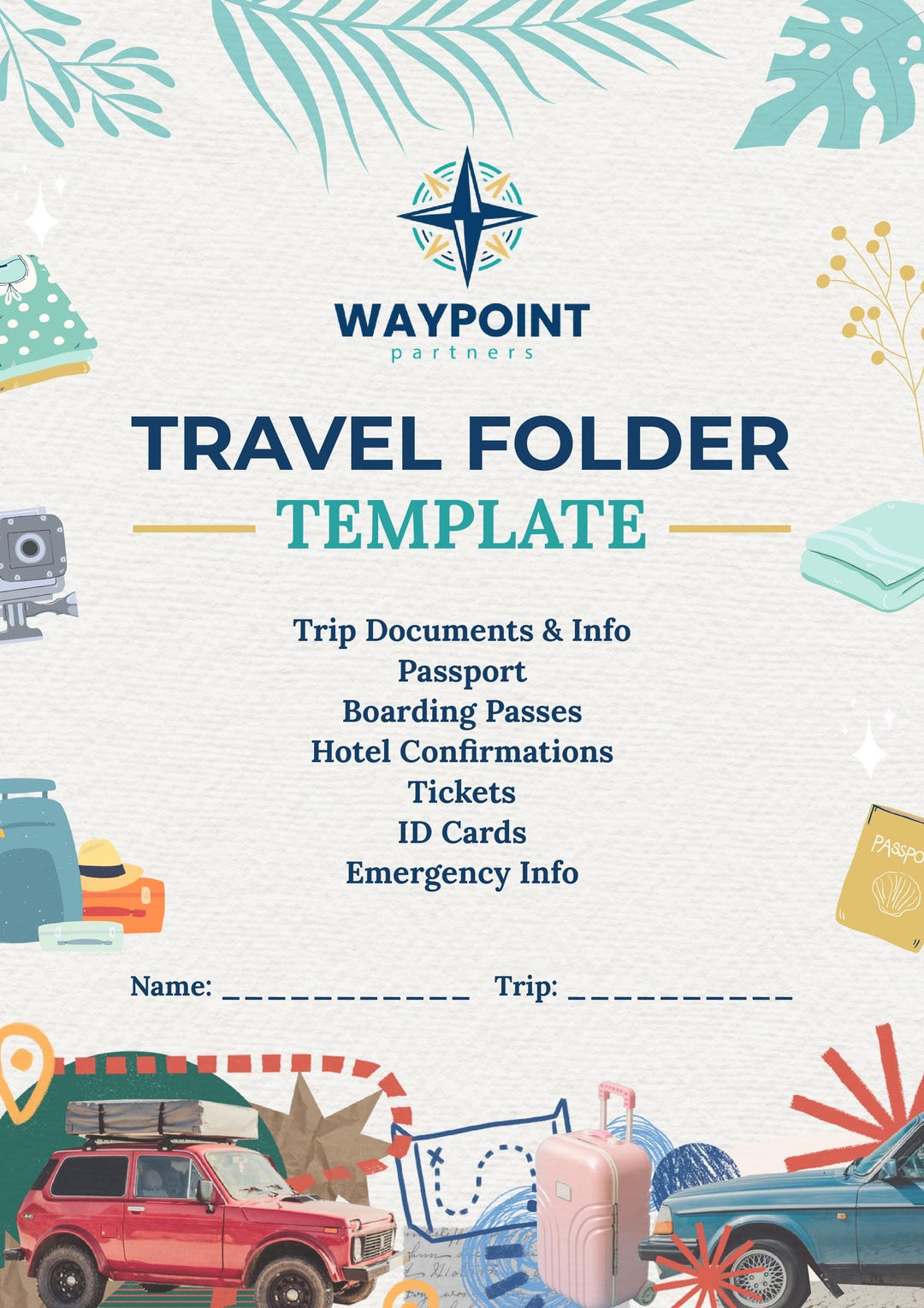 Travel Folder Template | Printable PDF Organizer - Etsy