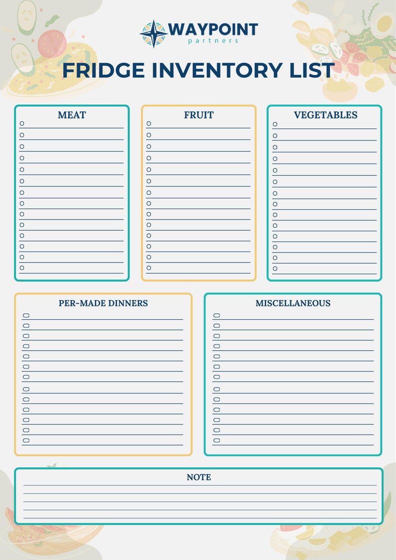 Fridge Inventory List | Printable PDF Organizer - Etsy