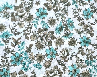 Turquoise Calico Fabric - Etsy
