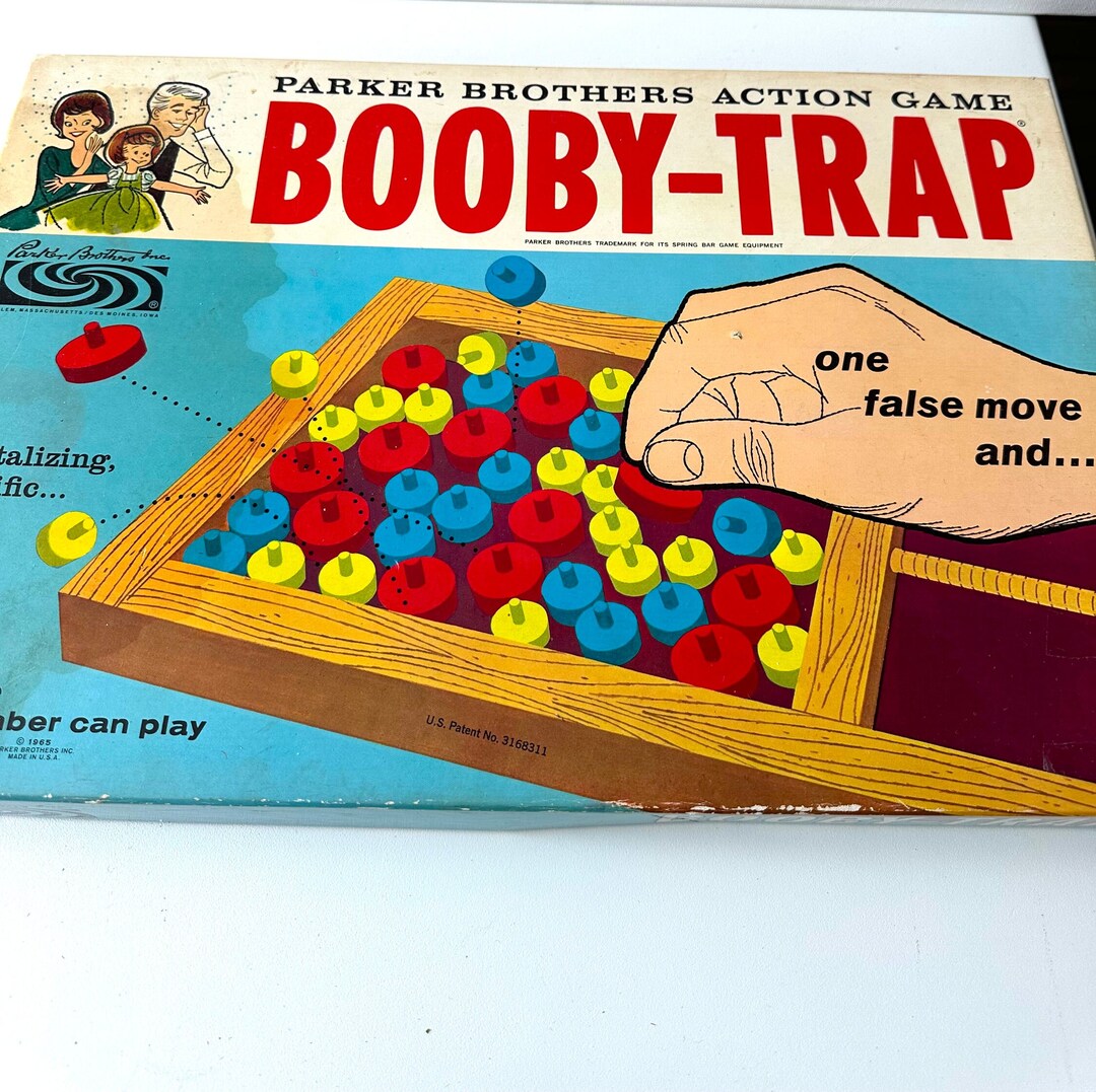 Vintage Game Booby Trap Parker Brothers Spring Bar Game 1965 Retro Toy ...