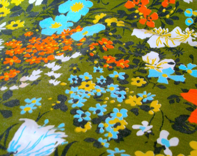 Vintage Fabric - Hippie Wild Flower Print - 36"l X 52"w - Indian Head ...