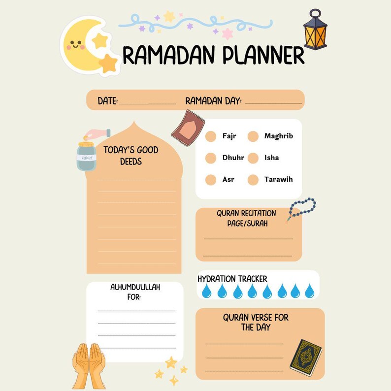 Ramadan Planner 2026 Printable,daily Ibadah Tracker,islamic Kids ...