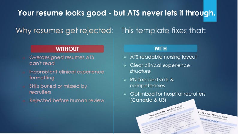 Professional Nurse Resume Template – ATS Friendly RN Cv for Canada ...