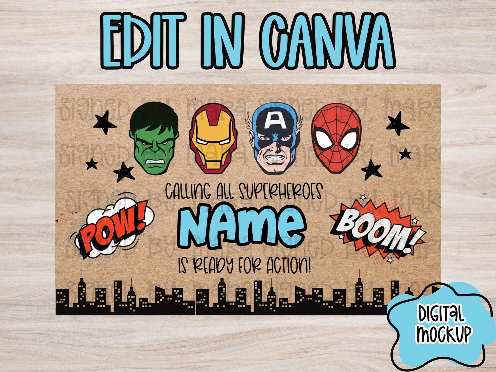 Superhero Banner Template | Editable Canva Banner | 36x60 DIY Painted ...