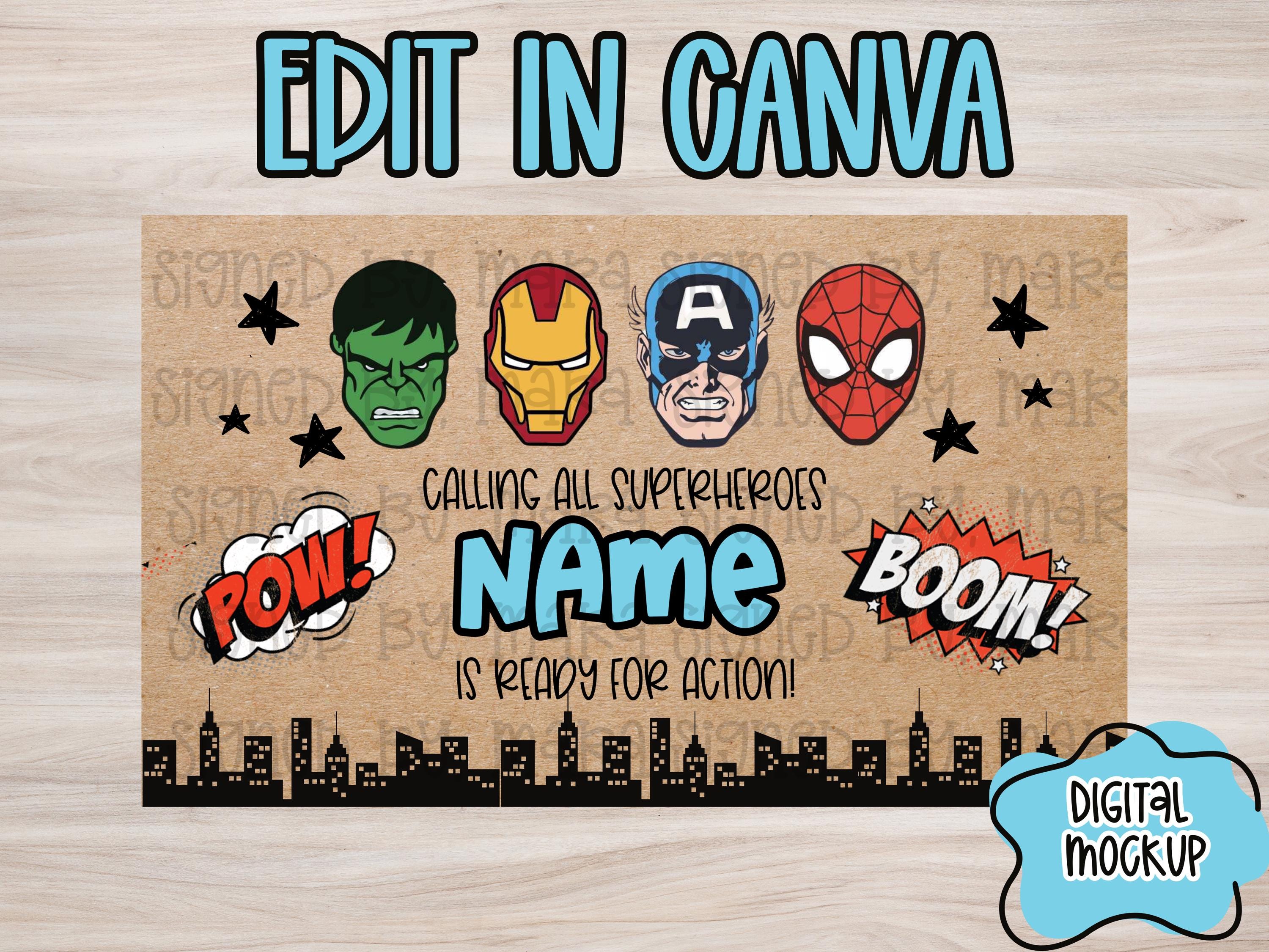 Superhero Banner Template | Editable Canva Banner | 36x60 DIY Painted ...