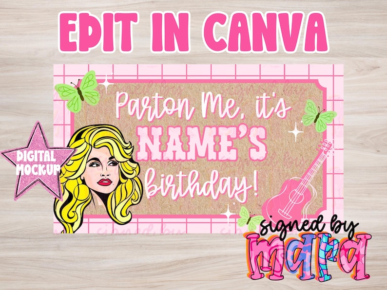 Parton Me Birthday Banner | Editable Canva Sign (digital Download) - Etsy