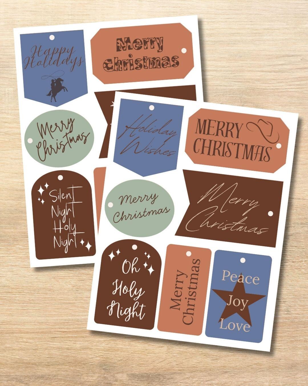 Cowboy Christmas Gift Tags PRINTABLE DIGITAL DOWNLOAD - Etsy