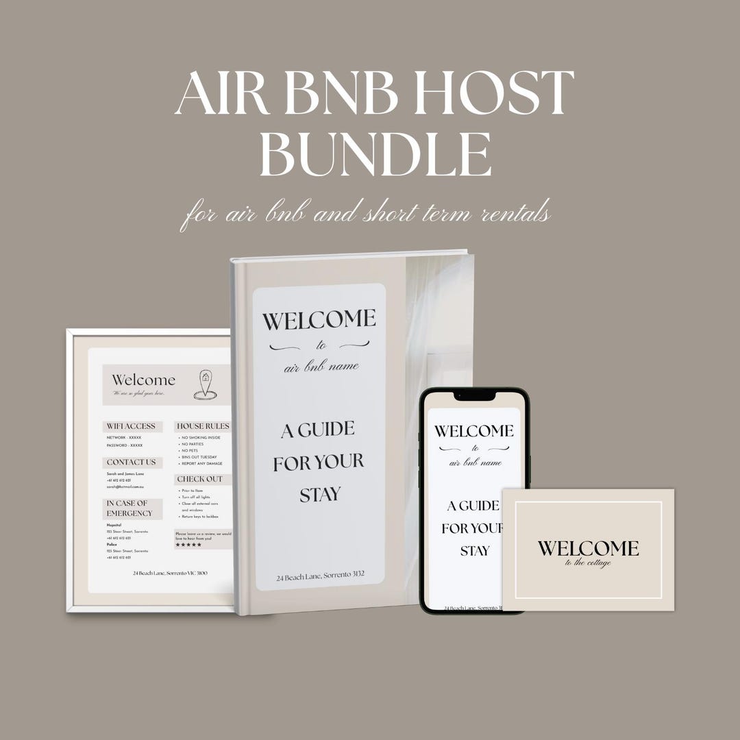 Airbnb Host Welcome Bundle | Guest Welcome Book, Welcome Sign & Welcome ...