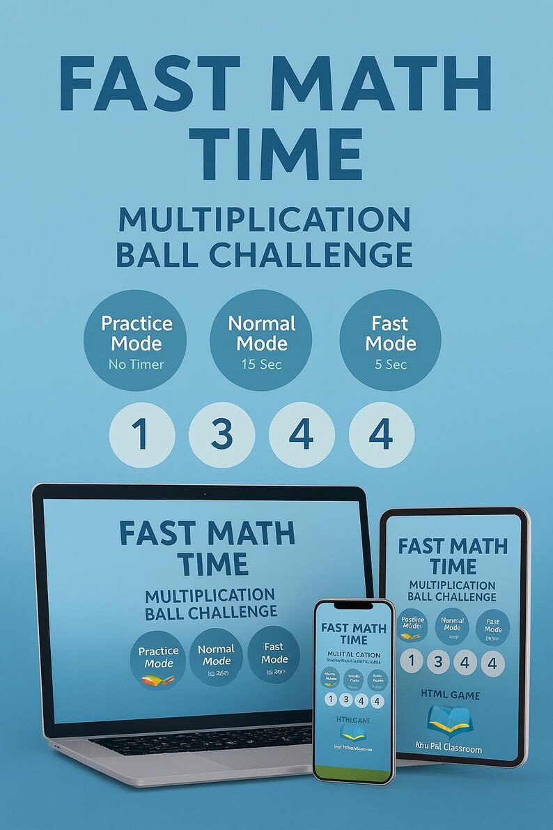 Times Table Game • Multiplication 1–12 • Math Practice • HTML Digital ...