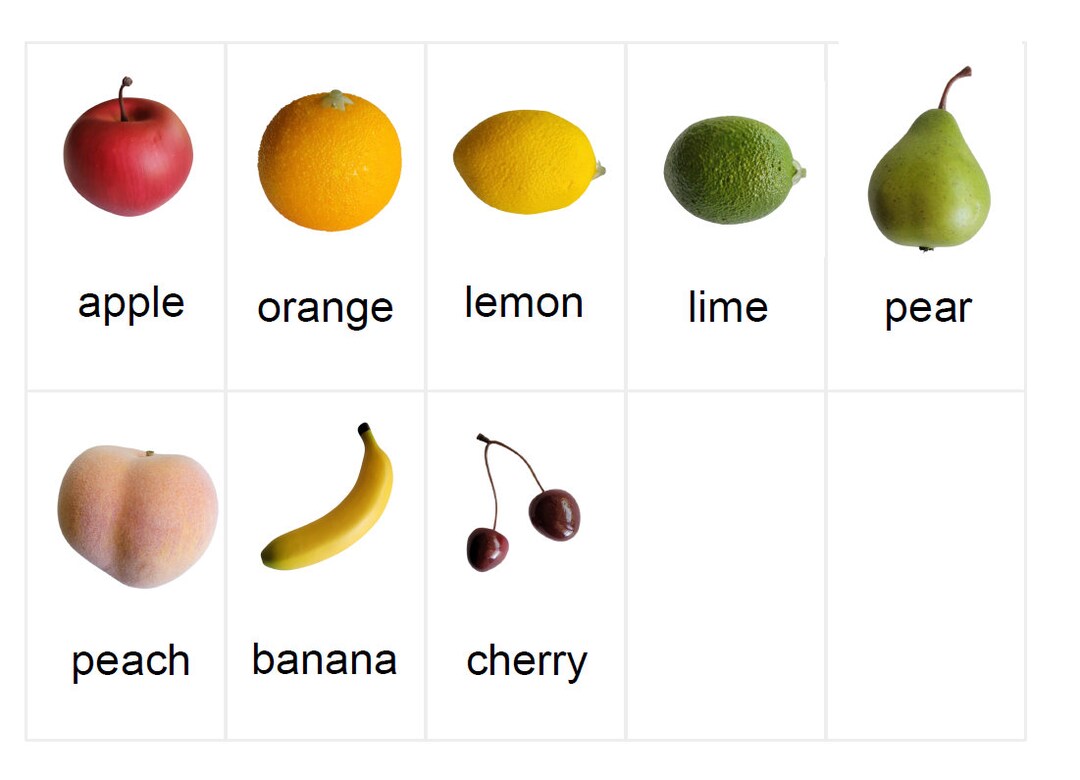 Digital Copy Fruits Object Picture Match Game Cards - Etsy