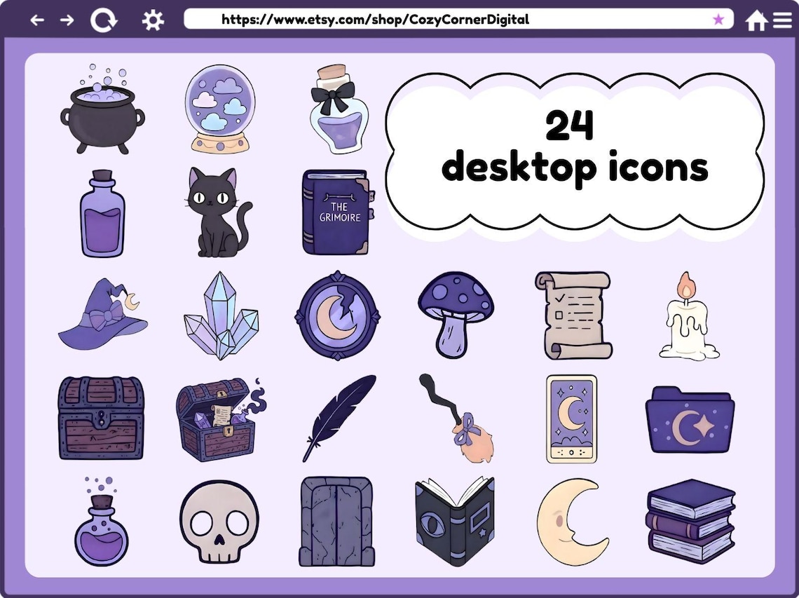 Celestial Witchcraft Desktop Wallpapers Icons Purple Desktop Organizer ...