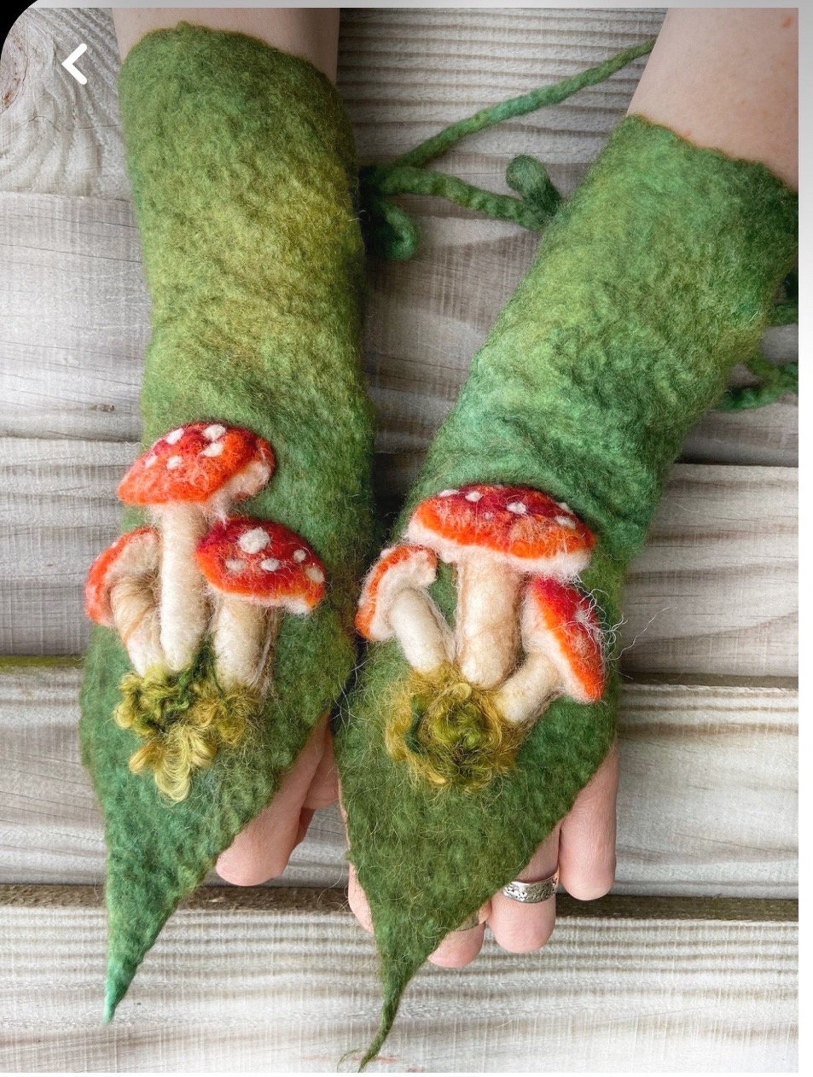 Needle Felted Toadstool Fingerless Gloves: Wool Arm Warmers - Etsy