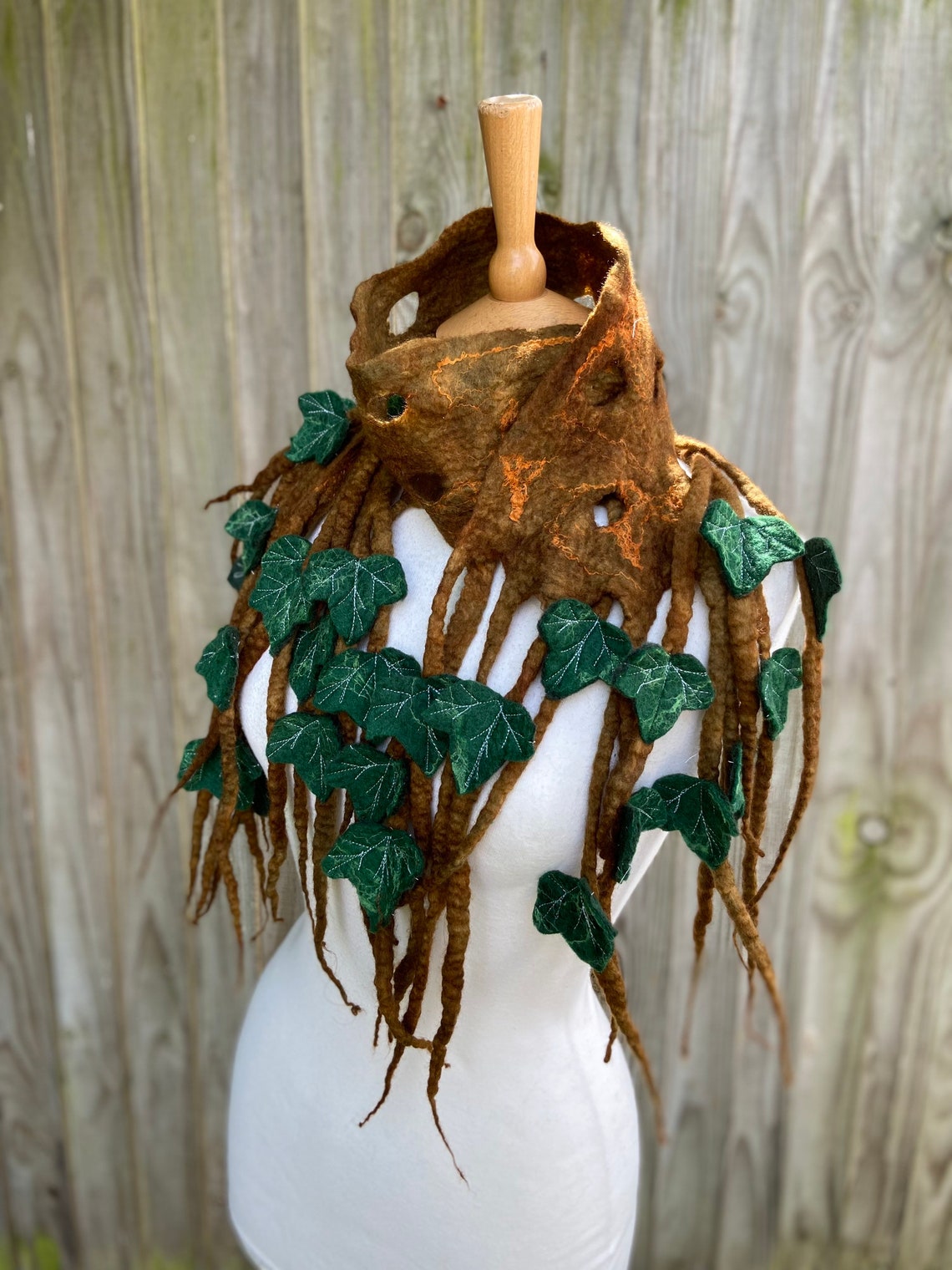 Hand Felted Ivy Leaf Scarf: Autumnal Wool, Fairy Boho Style - Etsy UK