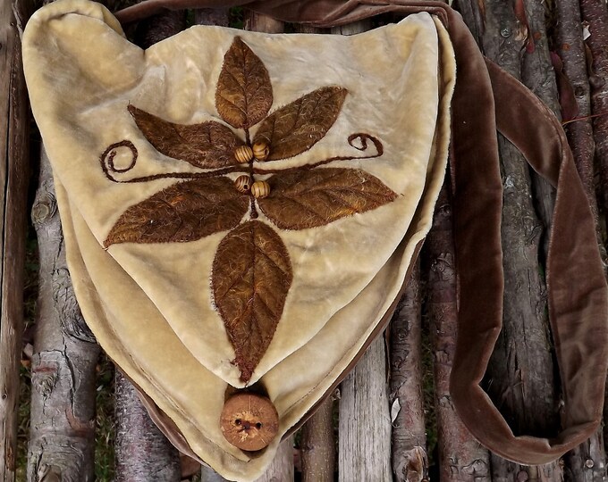 Velvet Woodland Satchel Pixie Bag Woodland Bag upcycled Bag - Etsy