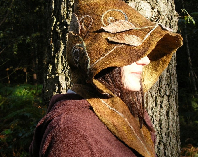 Elf Felted Leafy Hood Scoodie Scarf - Etsy