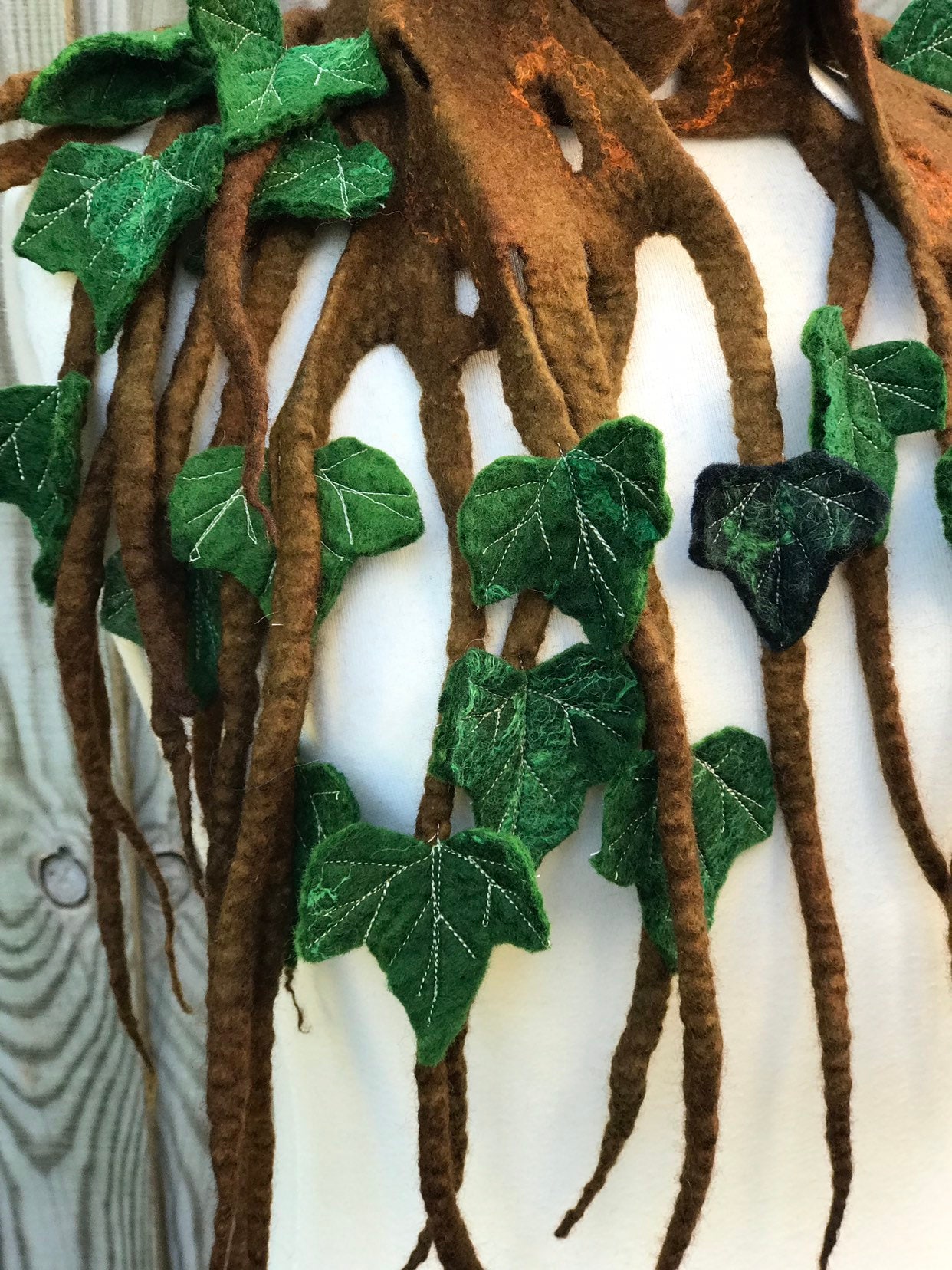 Hand Felted Ivy Leaf Scarf: Autumnal Wool, Fairy Boho Style - Etsy UK