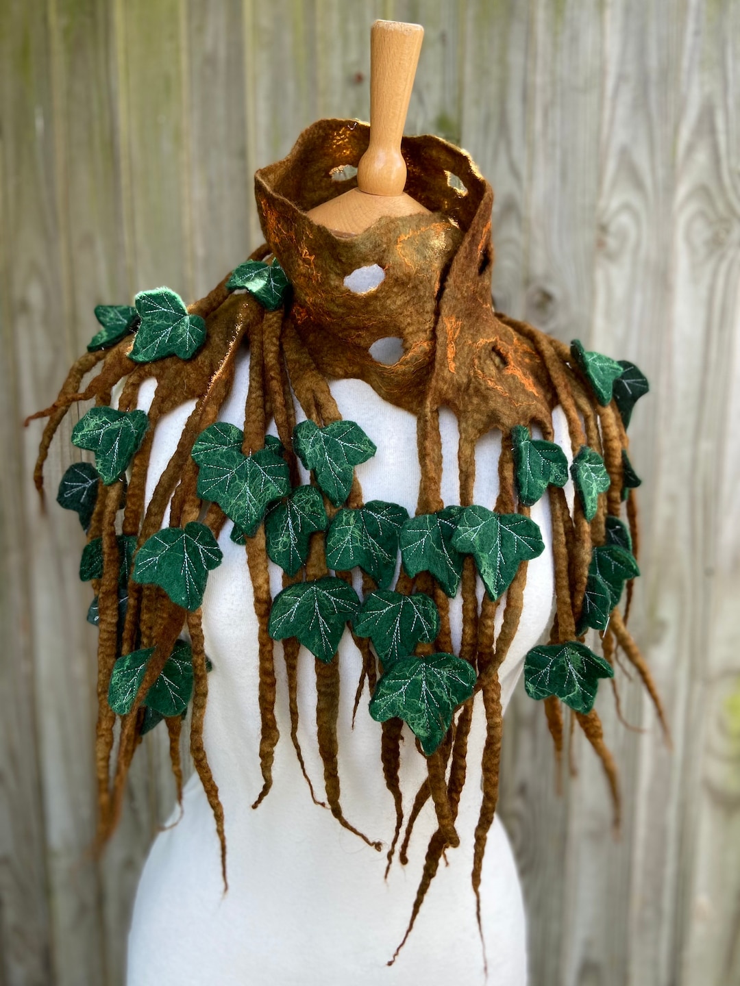 Hand Felted Ivy Leaf Scarf: Autumnal Wool, Fairy Boho Style - Etsy