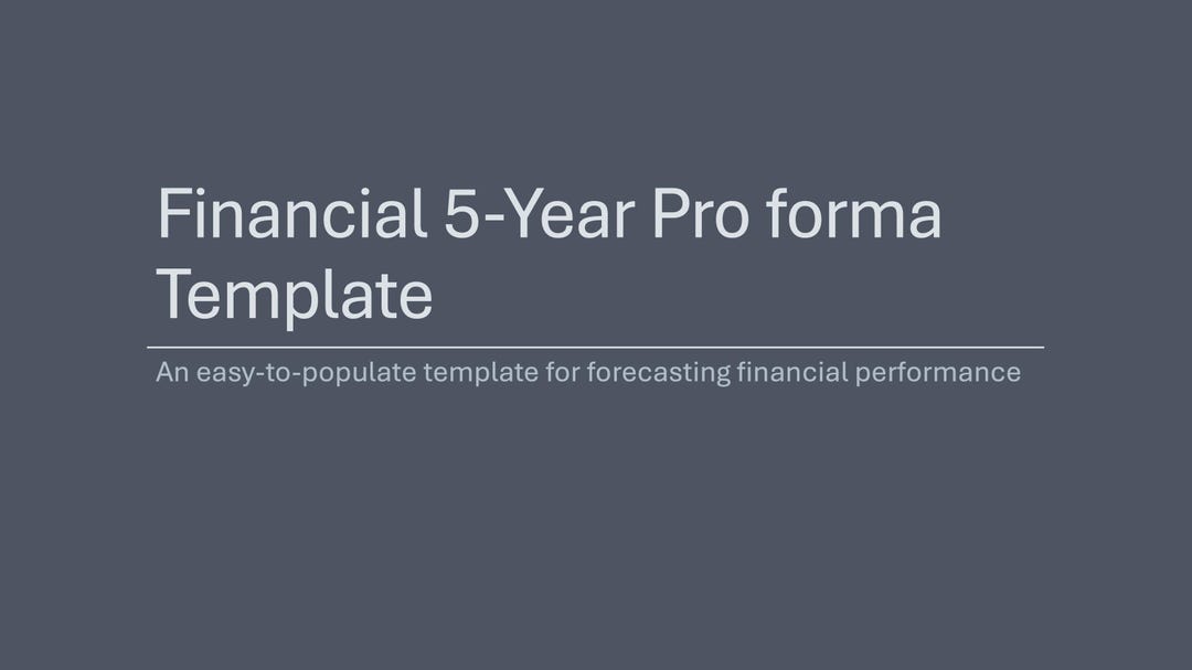 Financial Model Template Excel | Pro Forma Template | 5-year Forecast ...