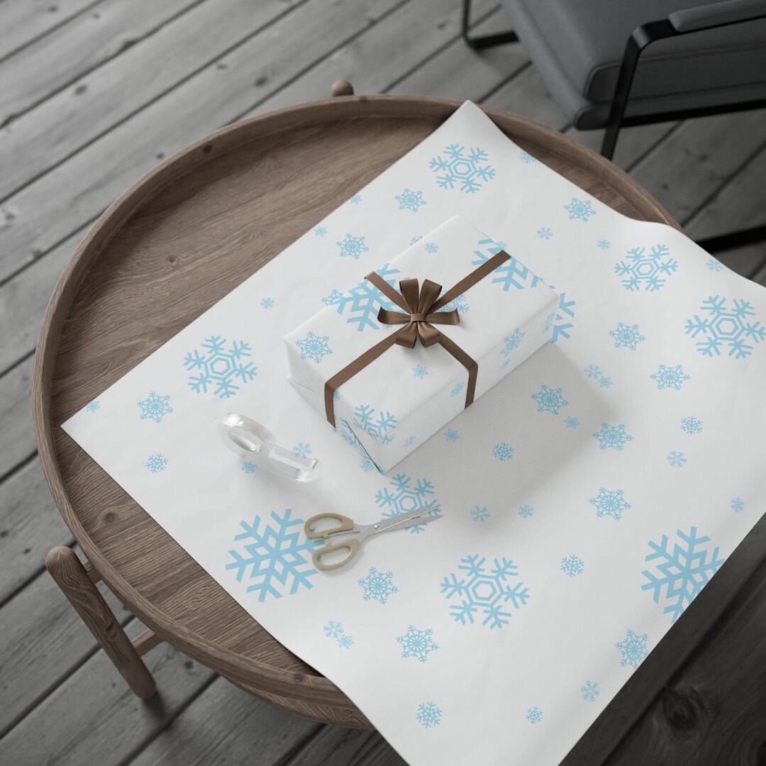 Blue Snowflake Winter Gift Wrap | 90gsm Fine Art Paper - Etsy