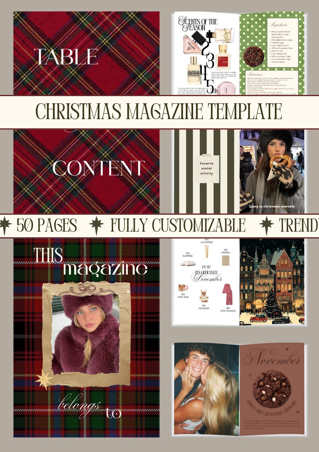 Editable Christmas Magazine Template | Canva Holiday Photo Book - Etsy