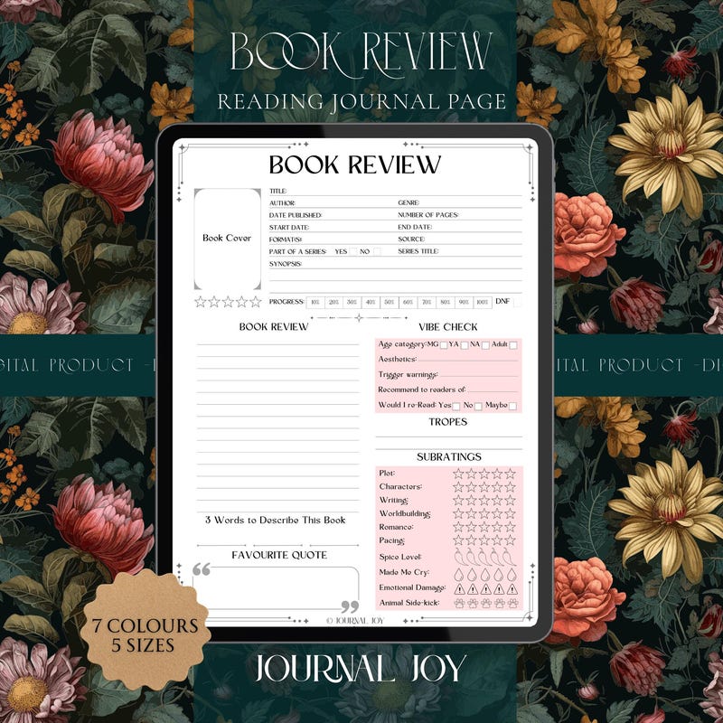 Pdf Book Review Prompts - Etsy
