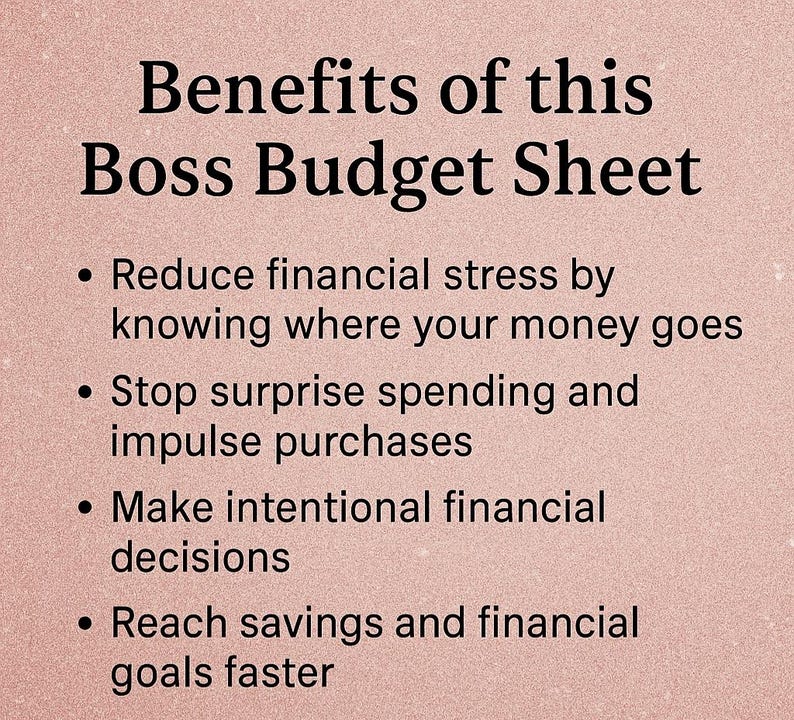 Monthly Boss Budget Sheet - Etsy