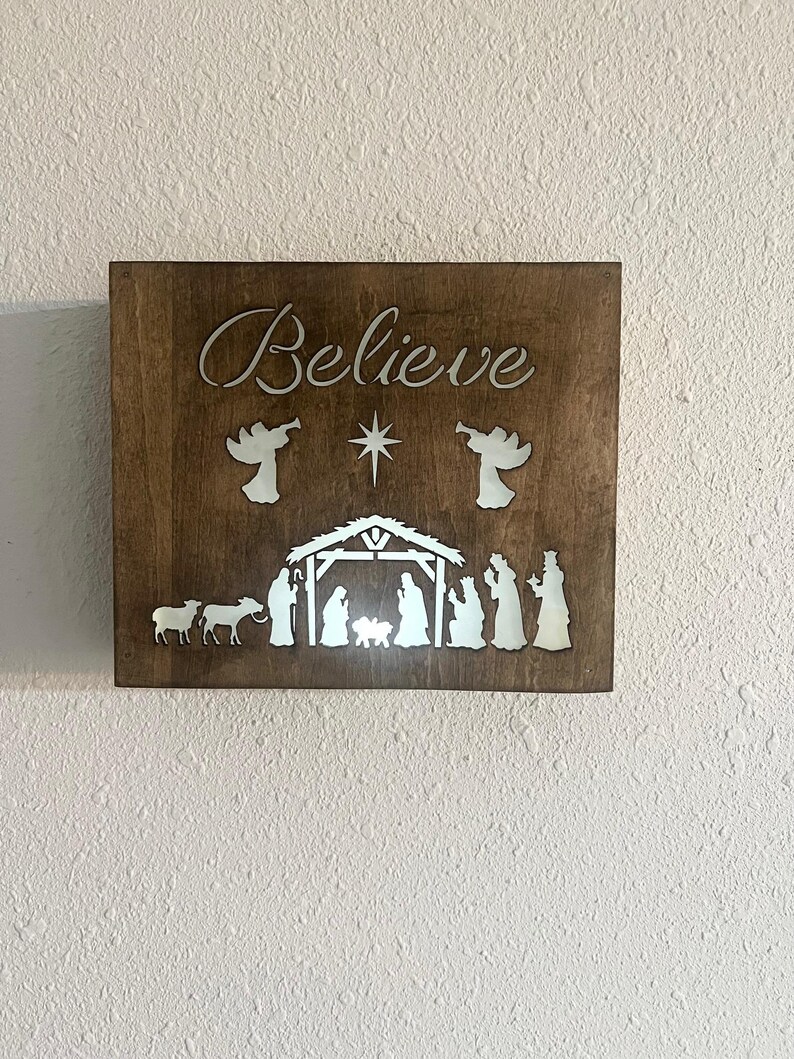 Handcrafted, Laser-cut Believe Nativity Scene LED Light Box - Etsy
