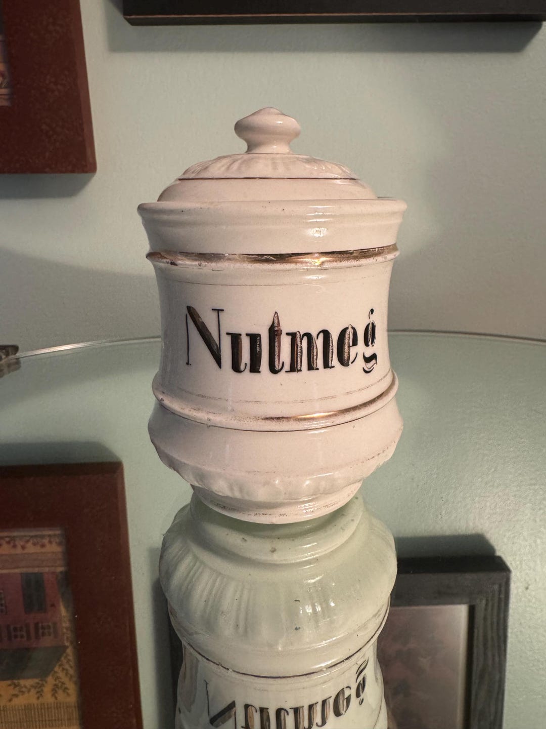Vintage German Porcelain Nutmeg Container W/ Gold Accents - Etsy