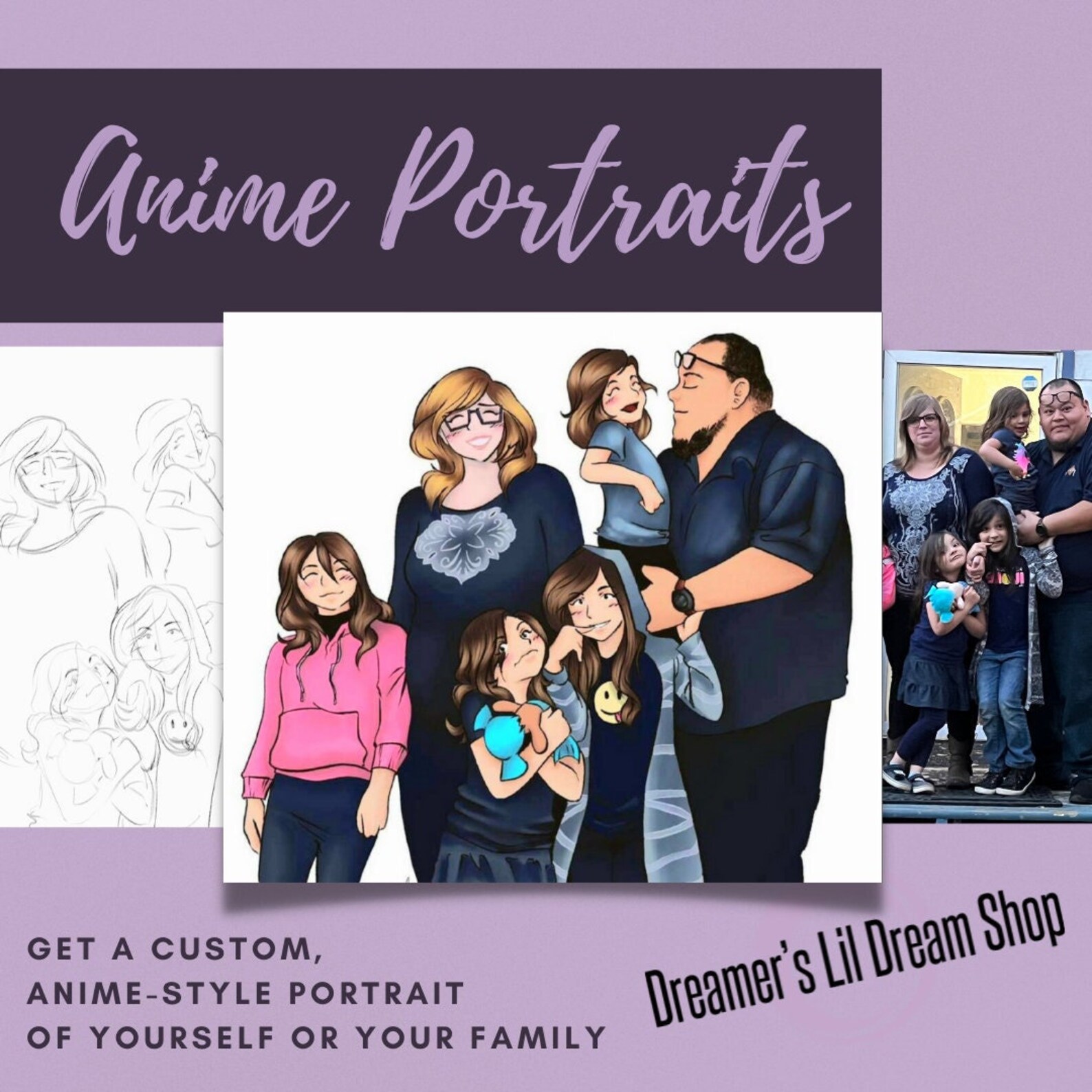 Custom Anime Portrait, Cute Cartoon Anime Portrait, Illustration ...