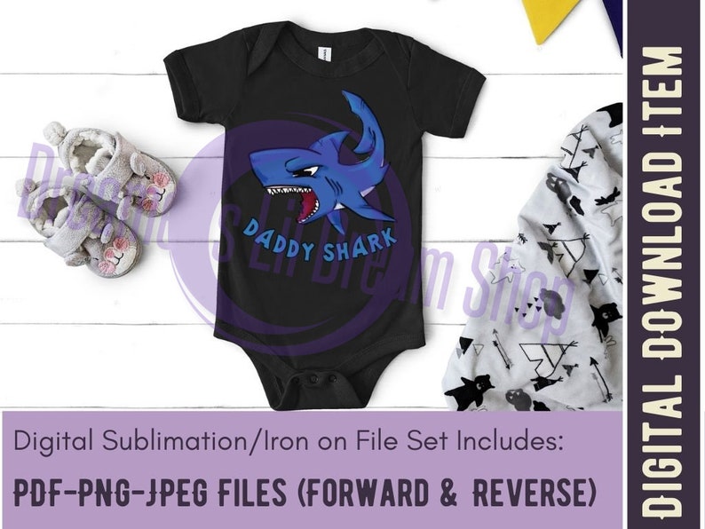 Dangerous Daddy Shark Printable Sublimation Iron-on Instant - Etsy
