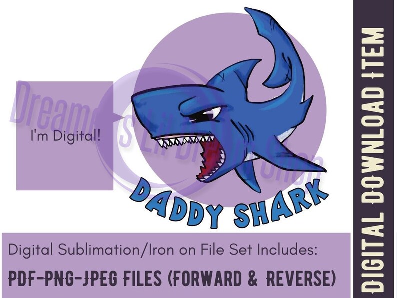 Dangerous Daddy Shark Printable Sublimation Iron-on Instant - Etsy