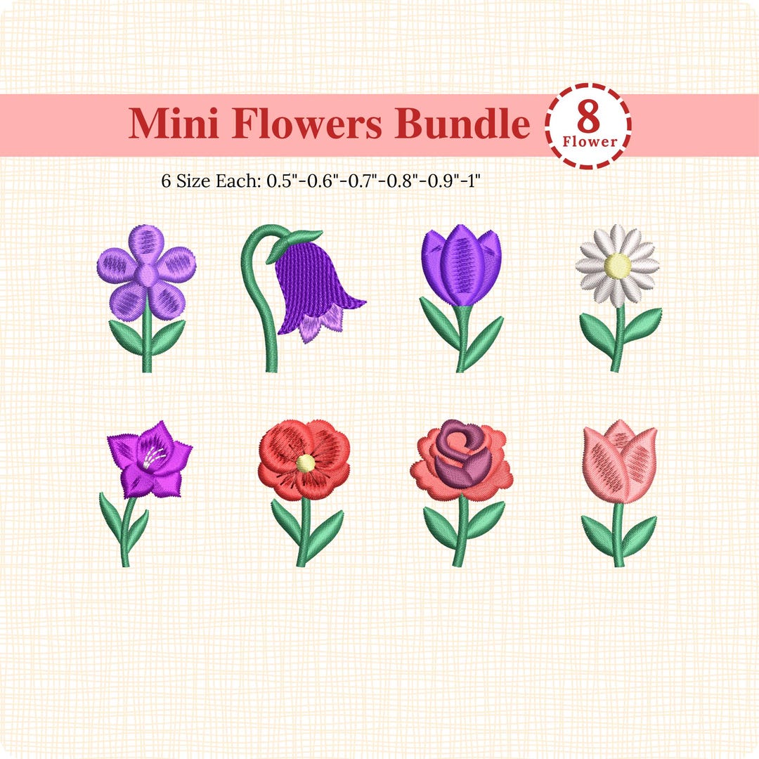Tiny Flowers Machine Embroidery Bundle: 8 Mini Satin Stitch Designs ...