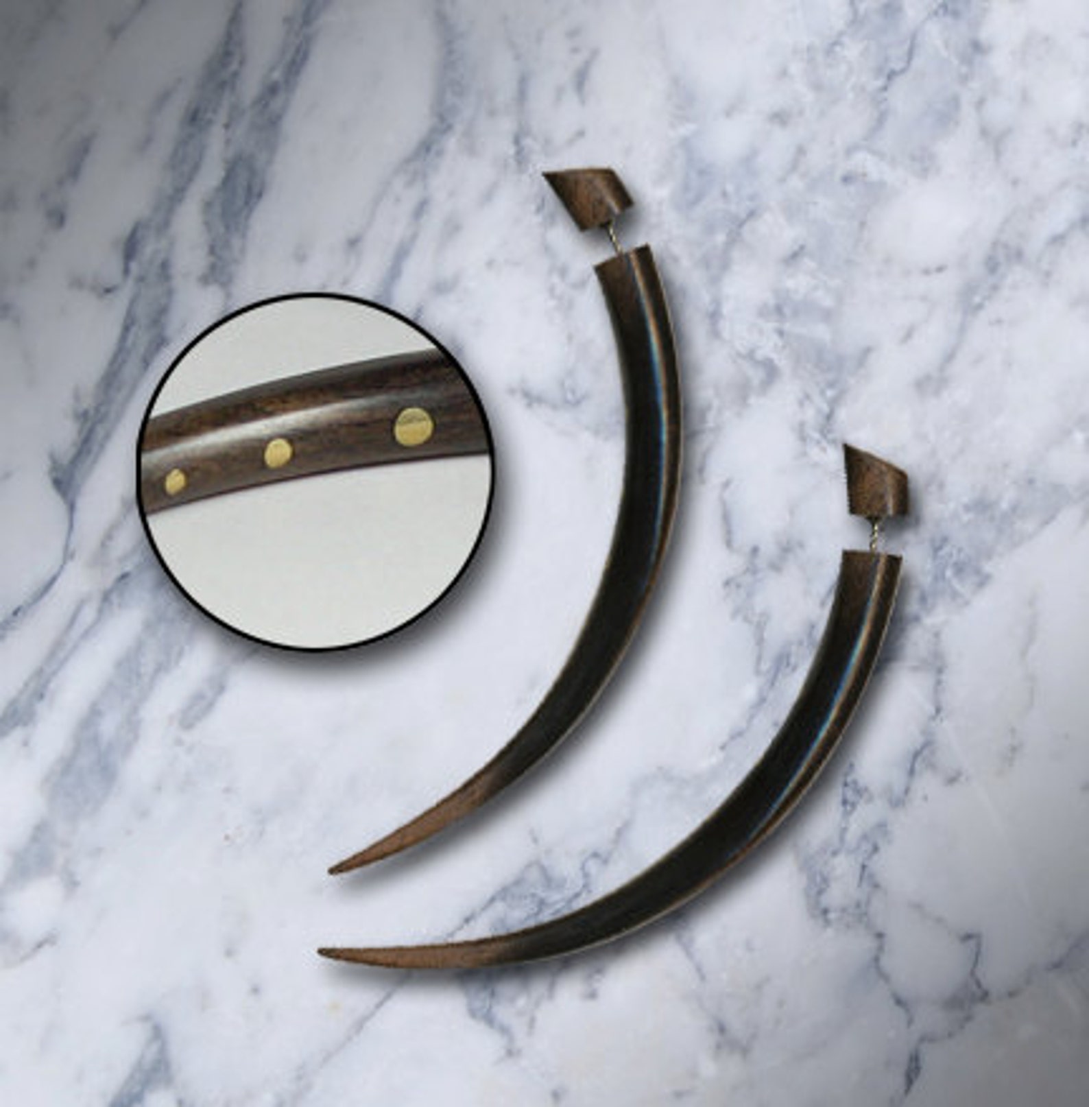 Tribal Fake Gauge Earrings Large Talons With Golden Brass - Etsy