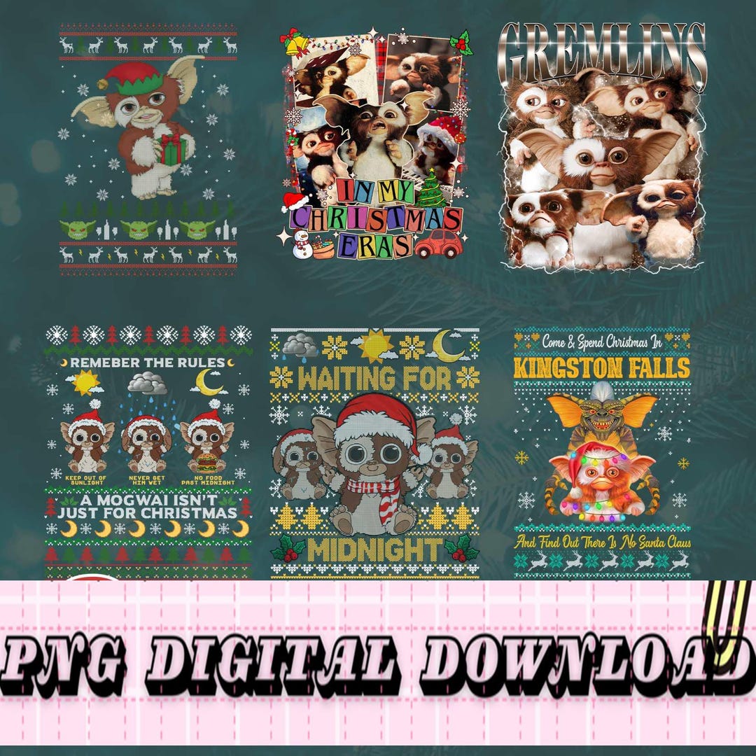 Gremlins Gizmo Stripe Ugly Christmas Png, Gremlins Santa Christmas ...