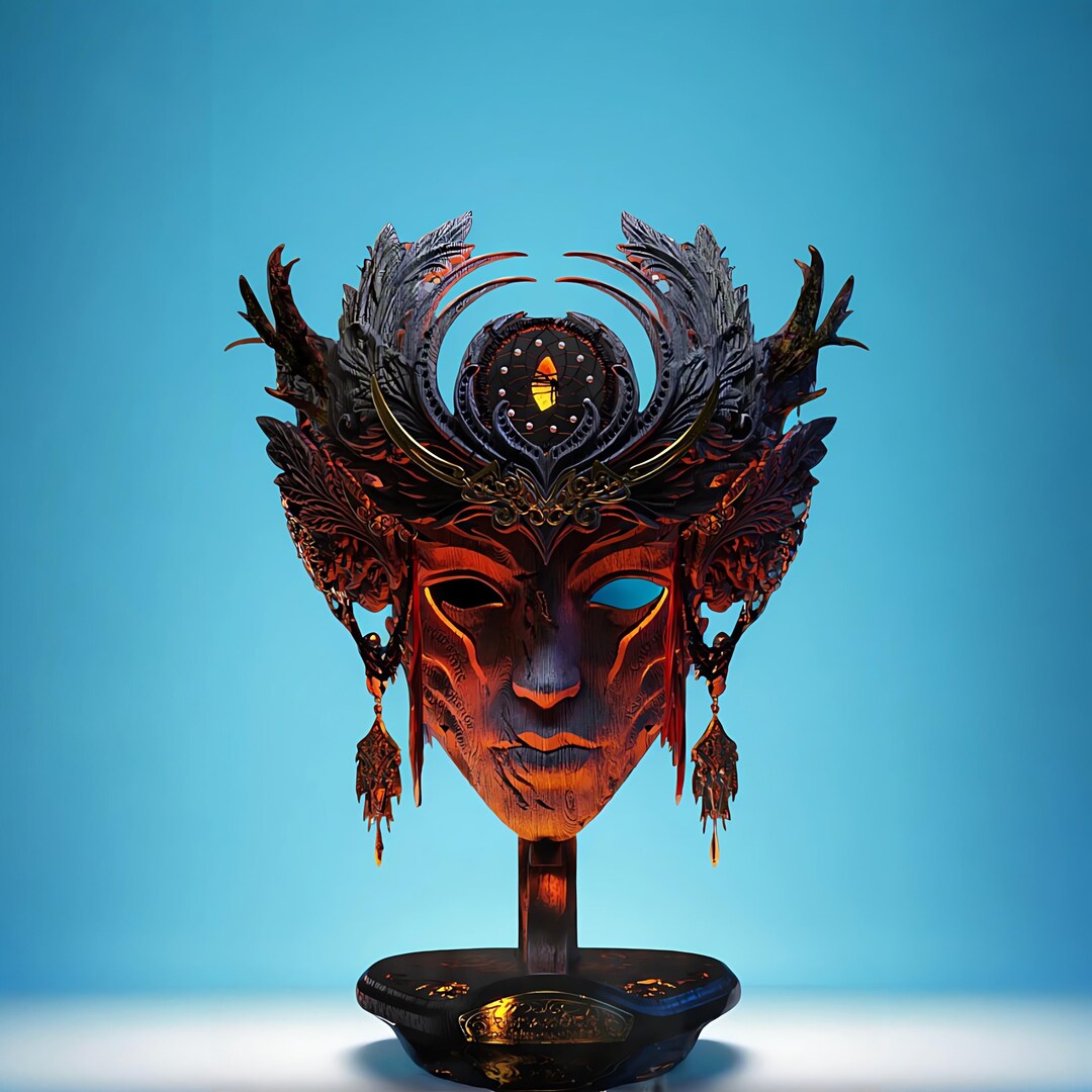 Ancient Elven Mask STL | 3D Print Figurine Sylvan Arcane Face Relic ...