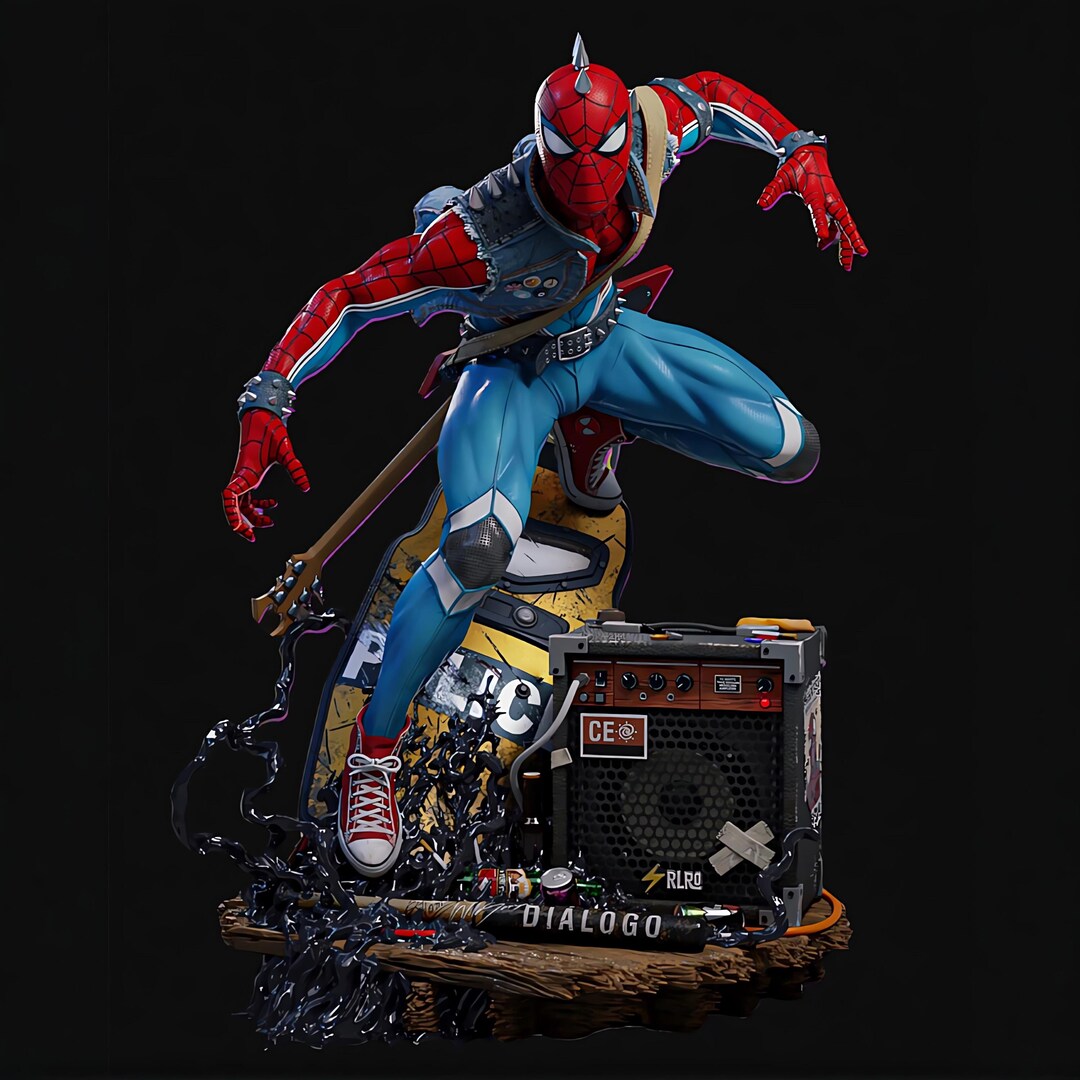 Punk Spider Rebel STL | 3D Print Figurine Anarchist Wall Crawler ...